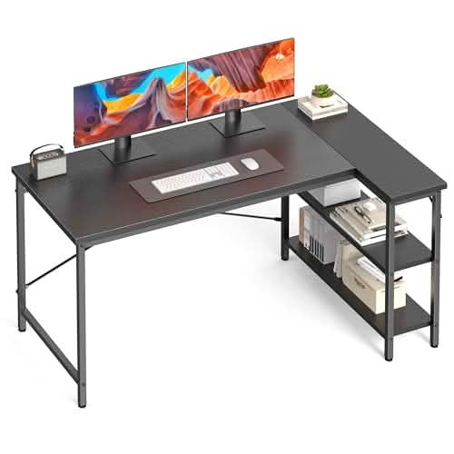MAYEERTY 47 Inch L Shaped Computer Desk Corner Home Office PC Table ...