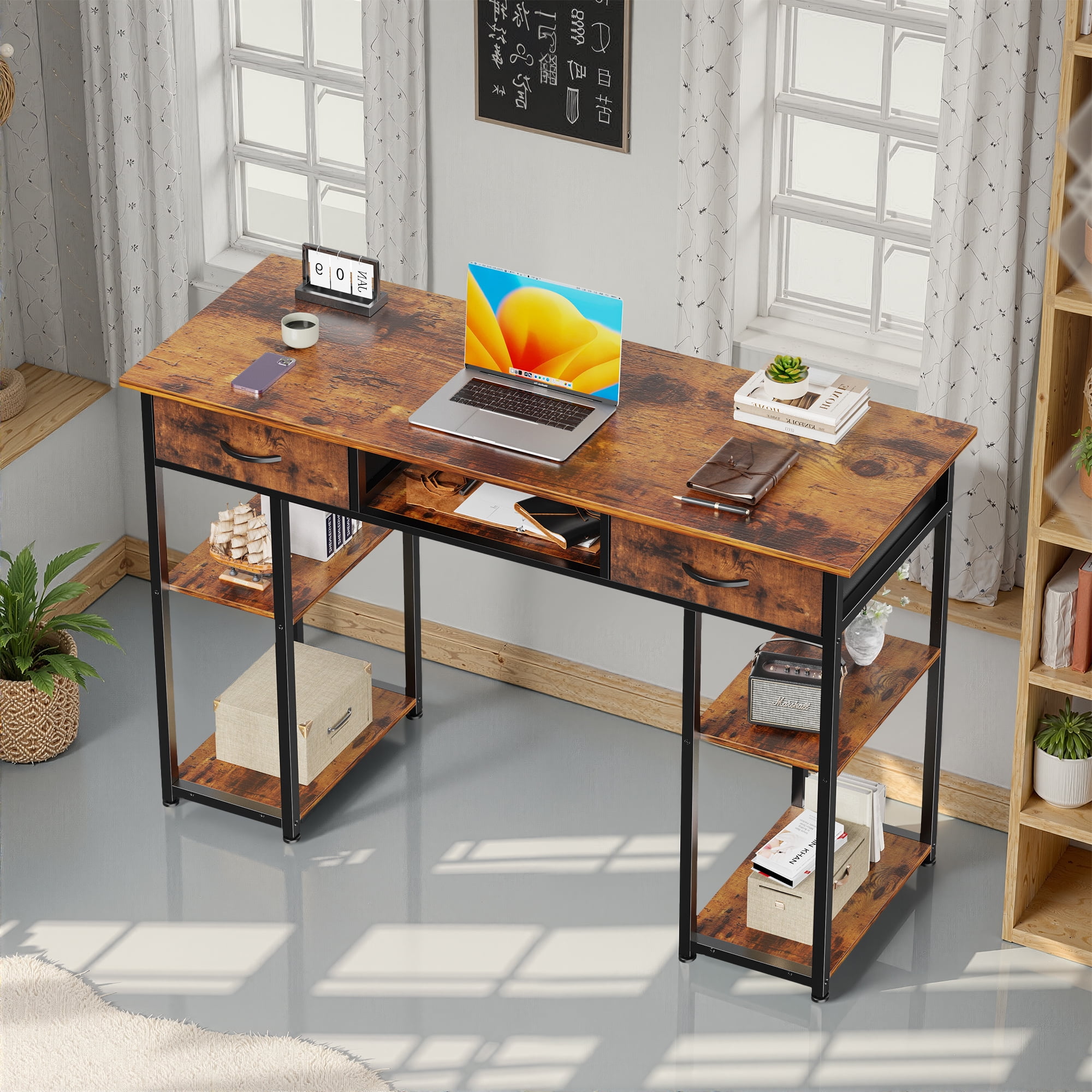 MAYEERTY 48in Adjustable Small Computer Desk, Metal Writing Study Table ...