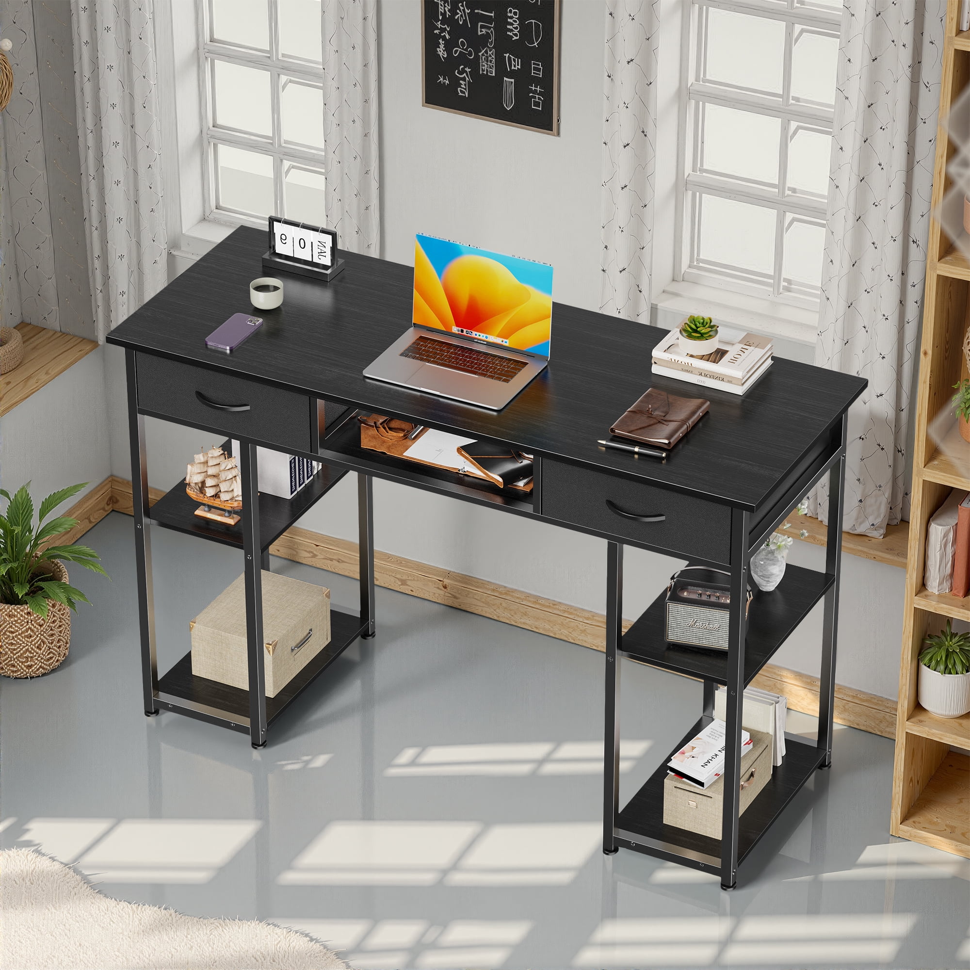 MAYEERTY 48in Adjustable Small Computer Desk, Metal Writing Study Table ...