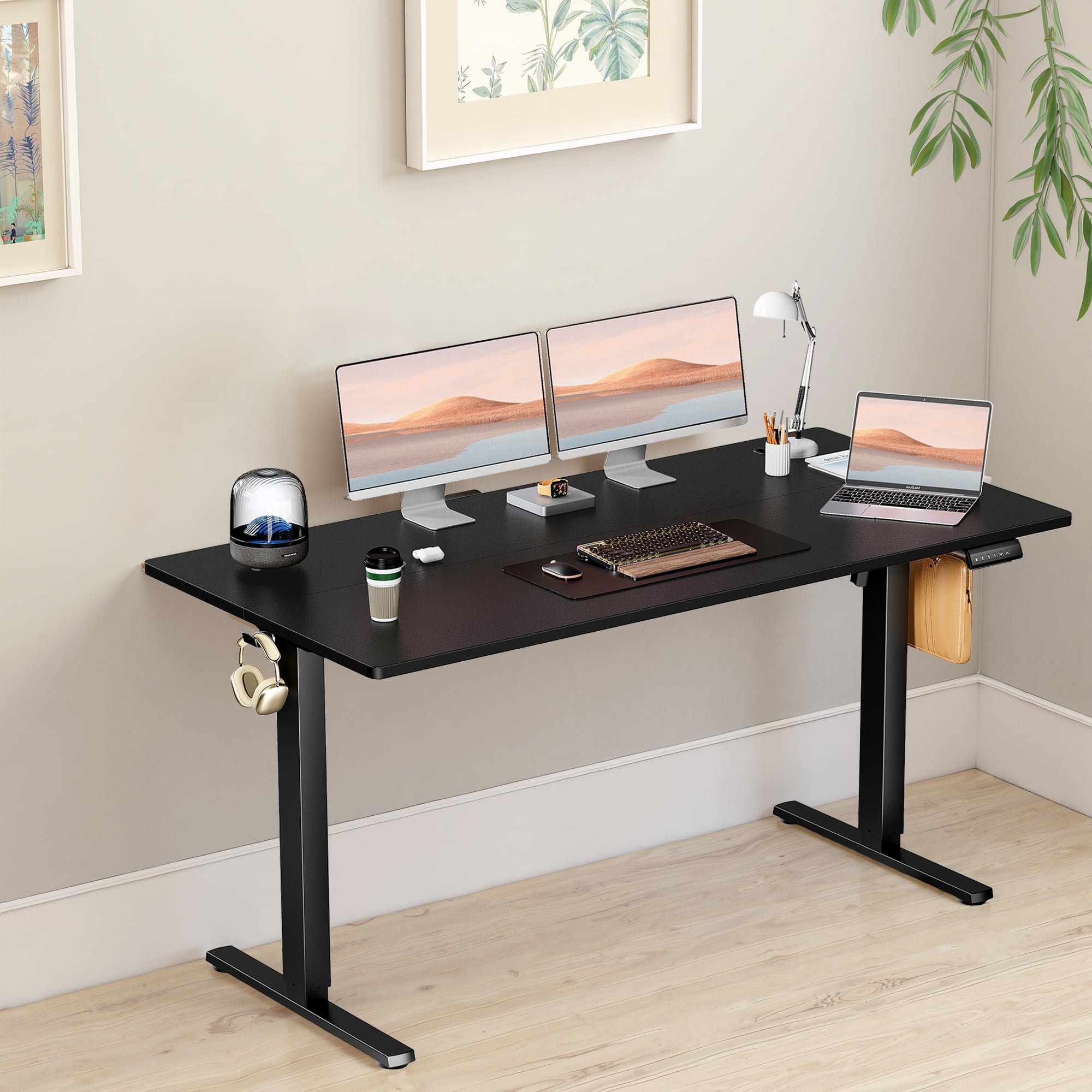 MAYEERTY 55" × 24" Lifting Computer Table Height Adjustable Standing ...