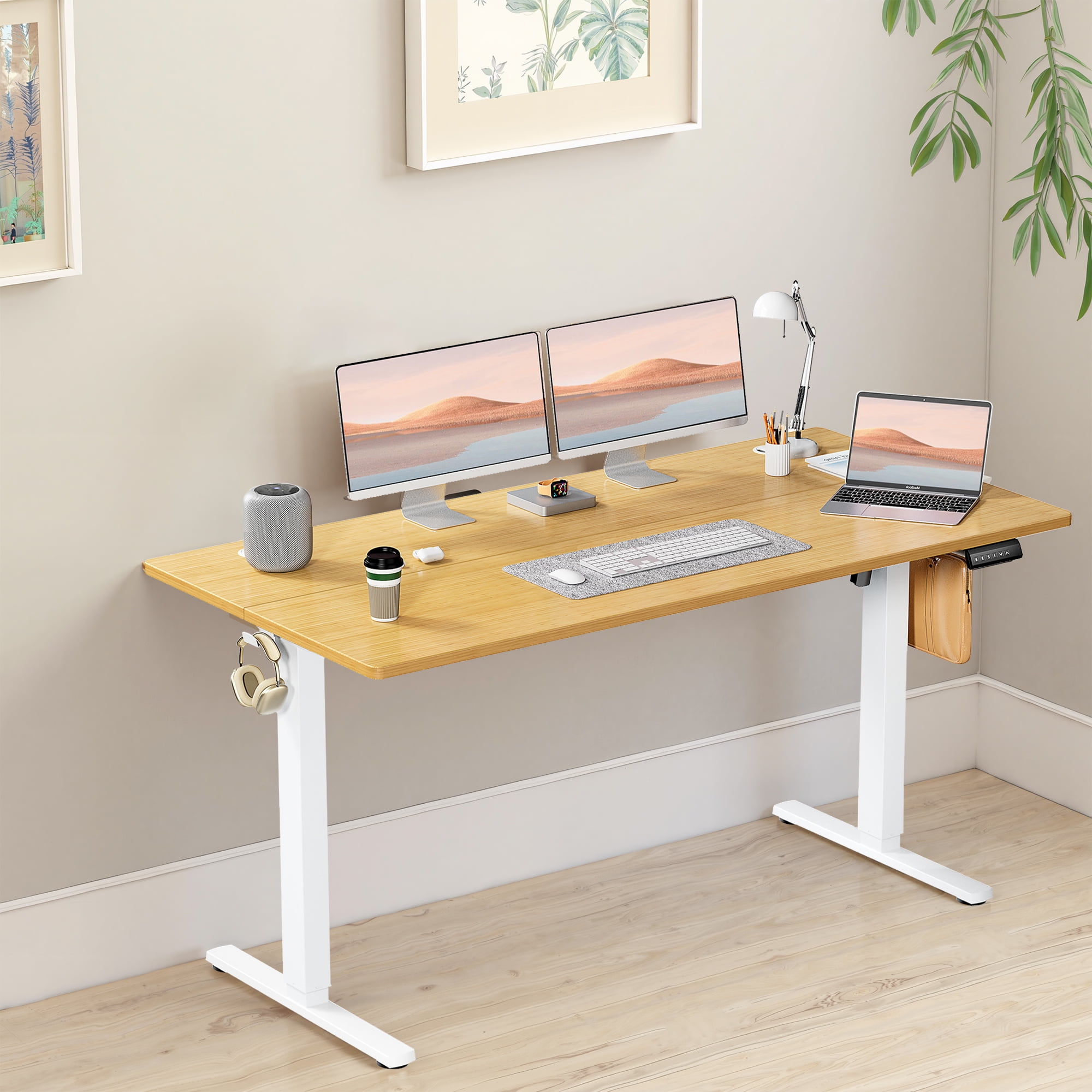 MAYEERTY 55" × 24" Lifting Computer Table Height Adjustable Standing ...