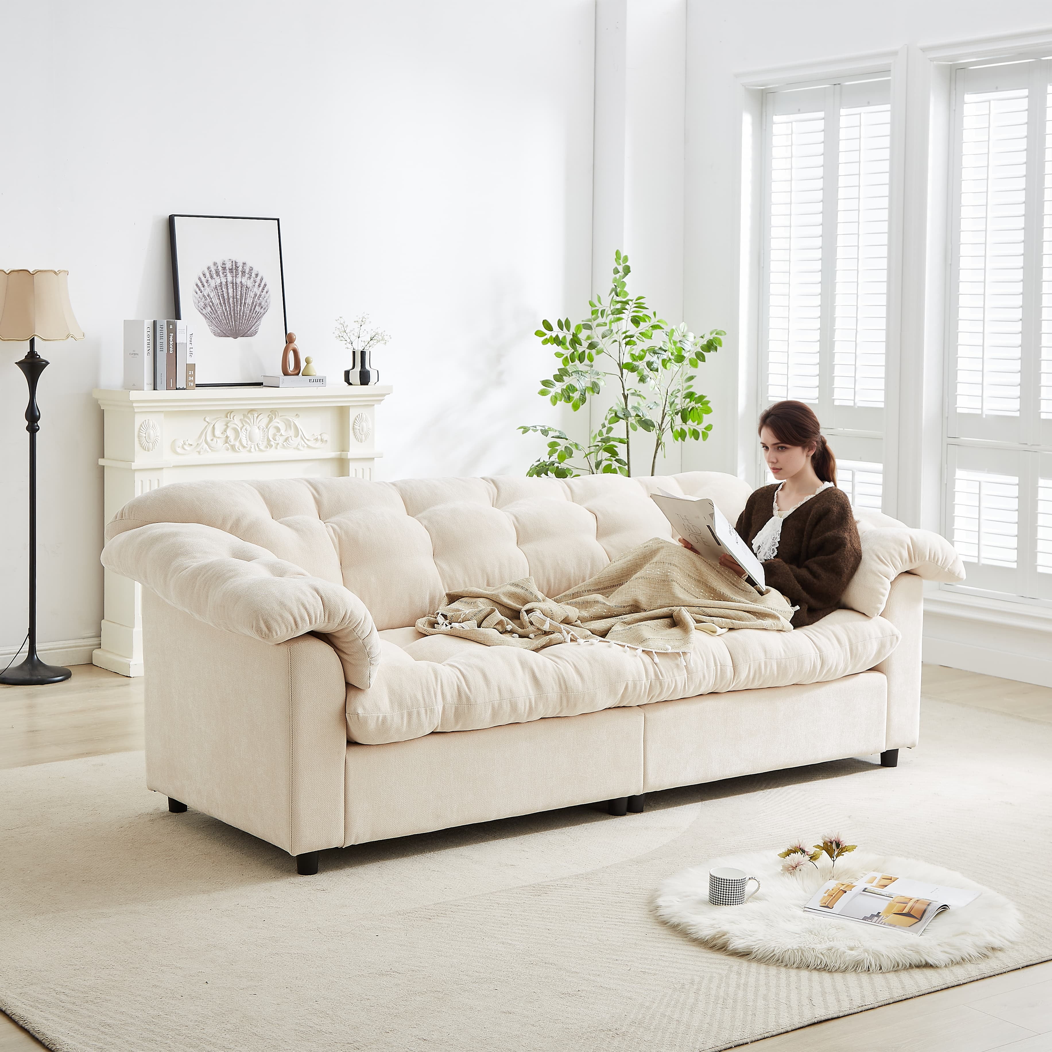 MAYEERTY 55''L Chenille Sponge single sofa,No Assembly Required,Fluffy ...