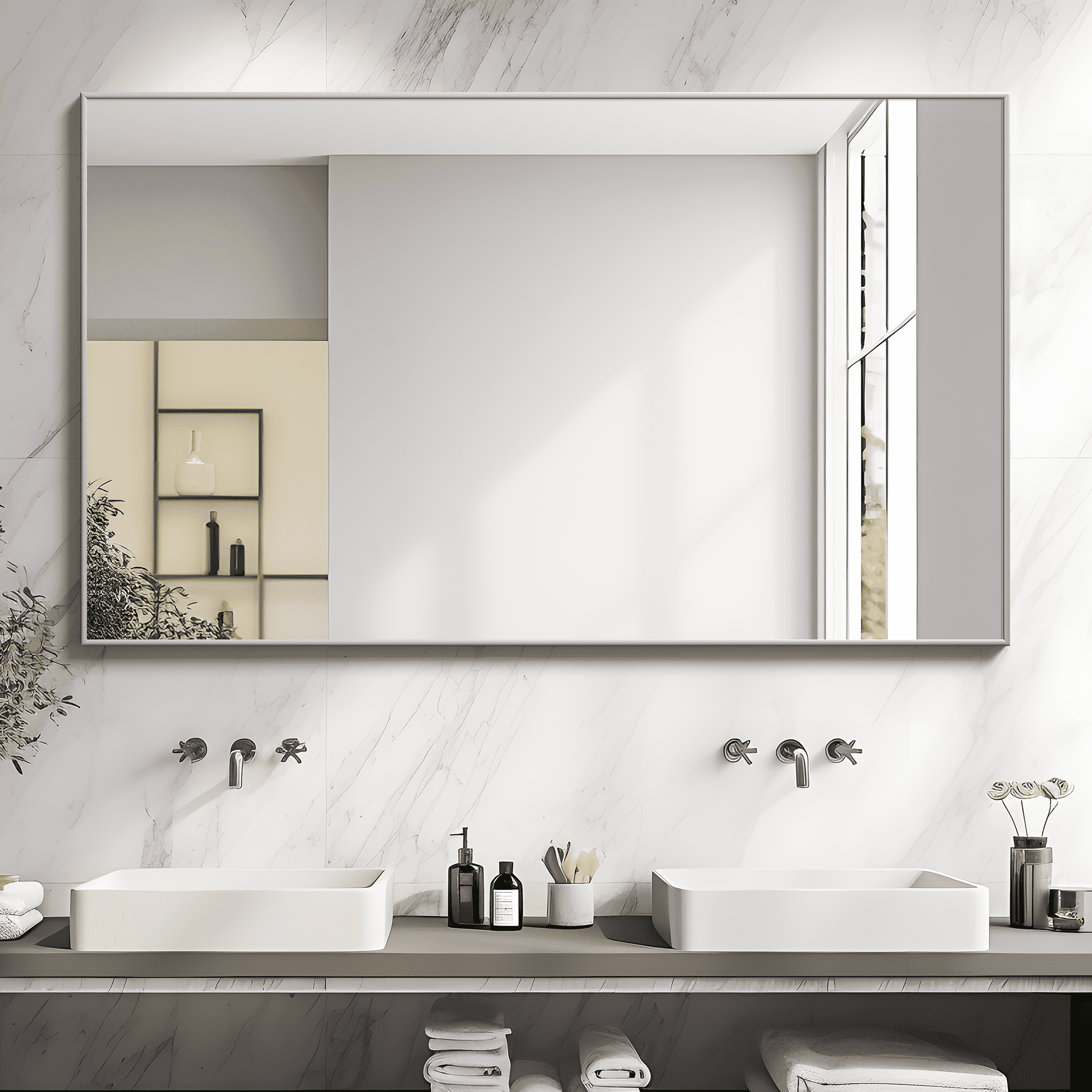 59"x16"Aluminum Alloy Frame Full Length Rectangular Mirror for Living ...