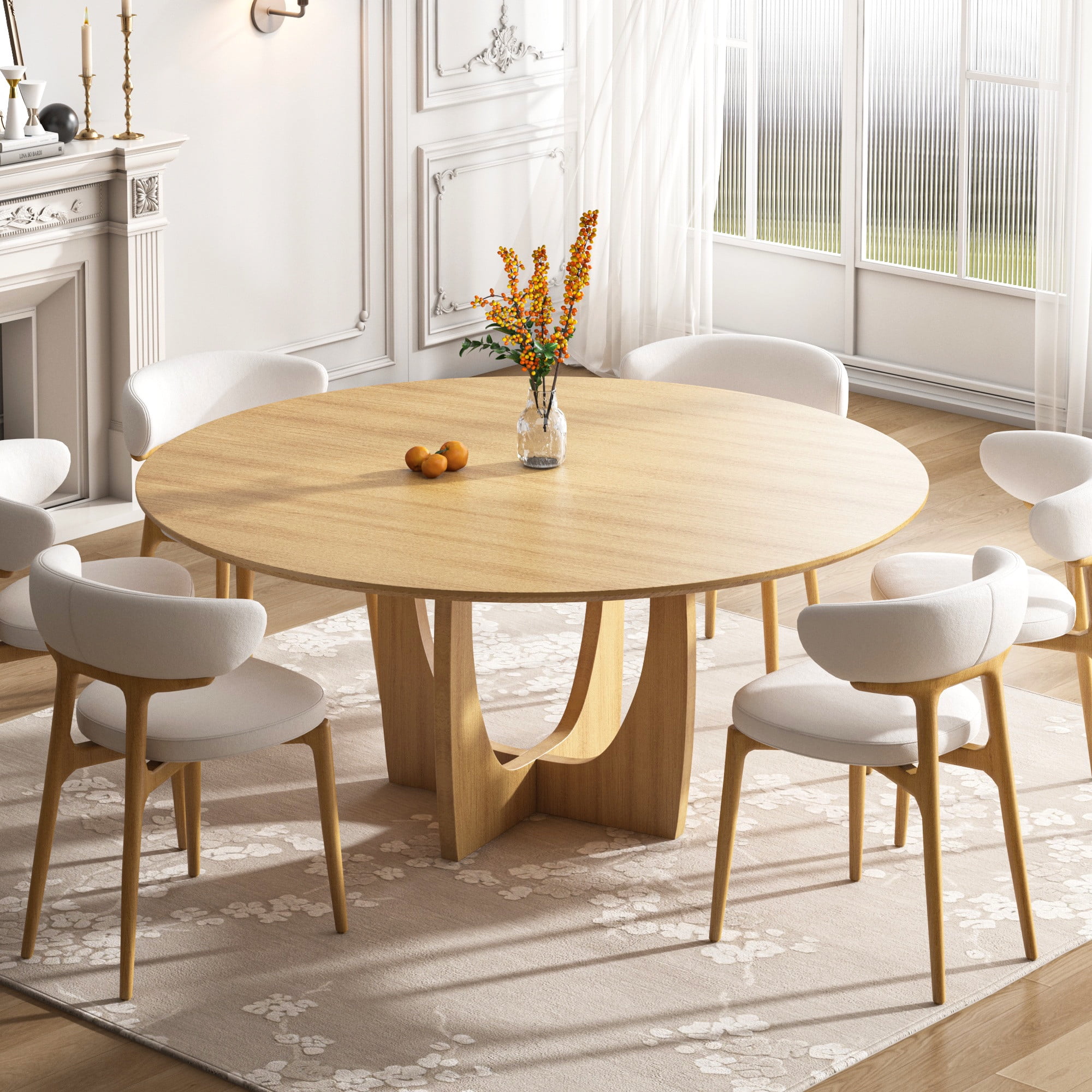 MAYEERTY 59x59x30 Modern Dining Table, Contemporary Home Wood Kitchen ...