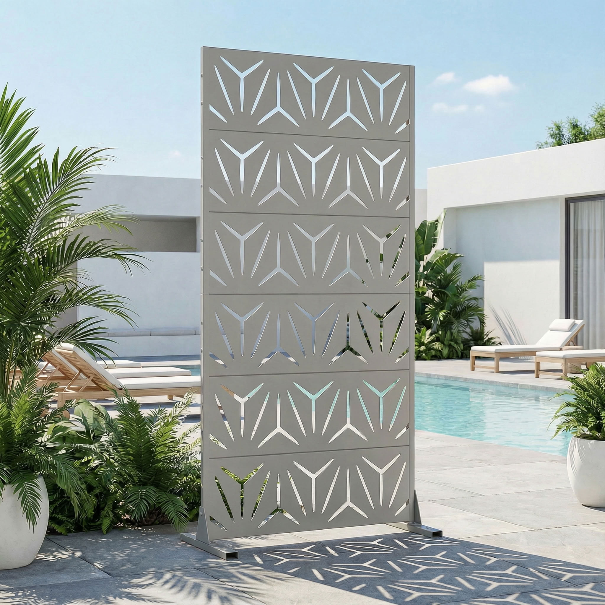MAYEERTY 6 Panels Metal Outdoor Garden Privacy Screen Patio Backyard ...