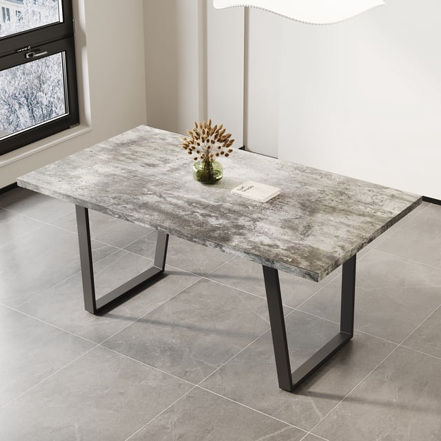MAYEERTY 62.9" Rectangular Dining Table – 6-Person Modern MDF Kitchen ...