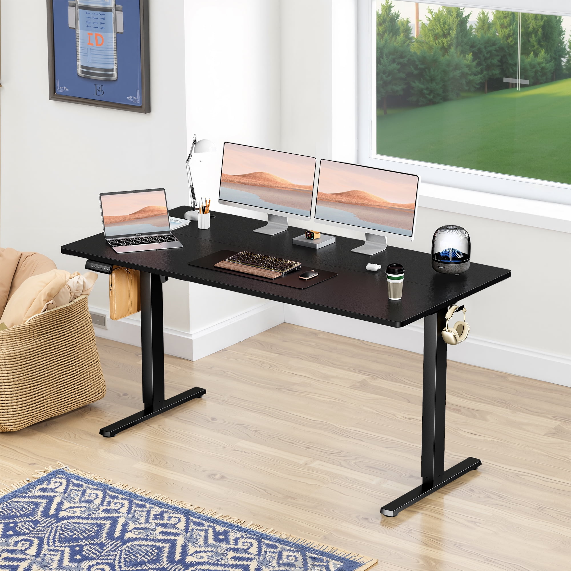 MAYEERTY 63" × 24" Lifting Computer Table Height Adjustable Standing ...