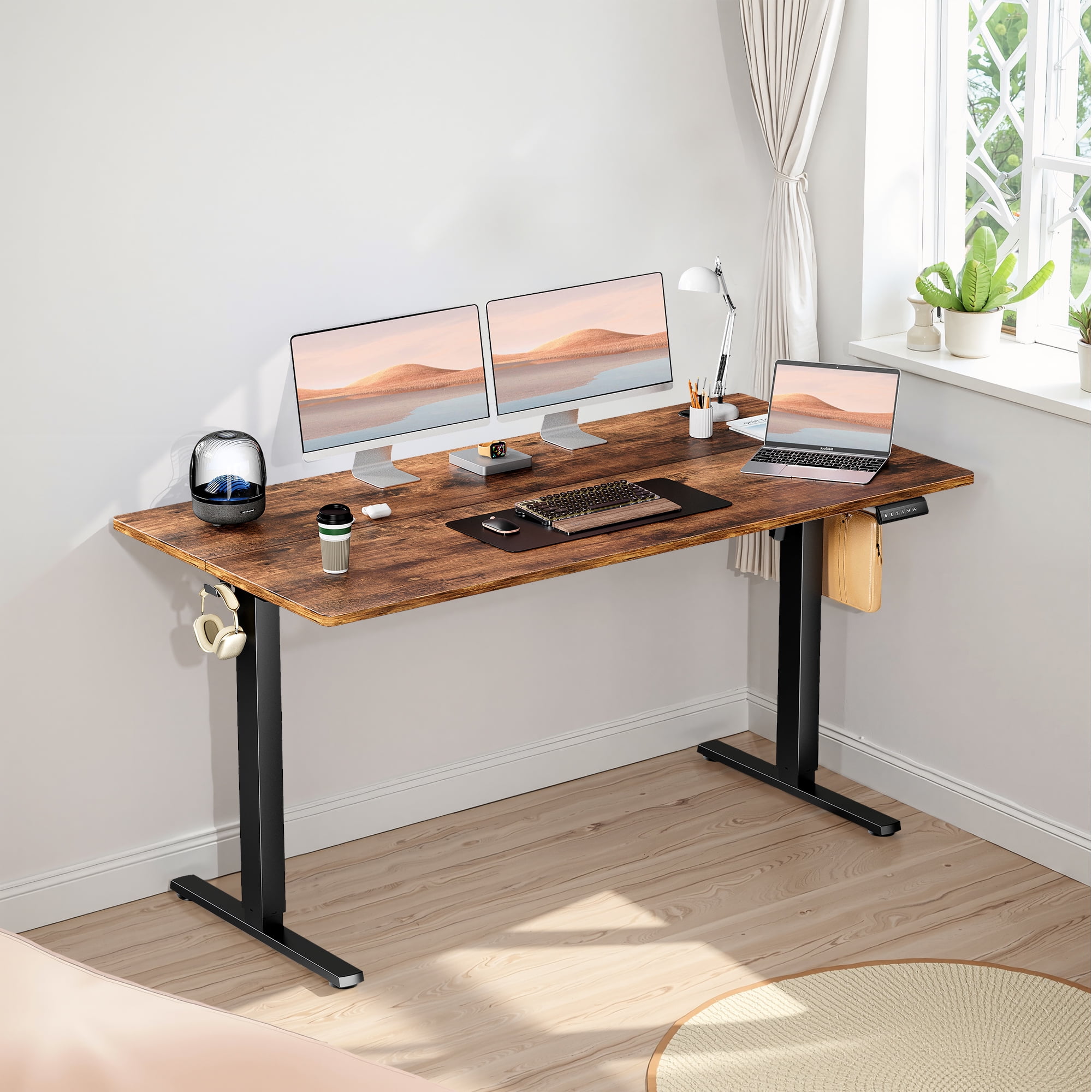 MAYEERTY 63" × 24" Lifting Computer Table Height Adjustable Standing ...