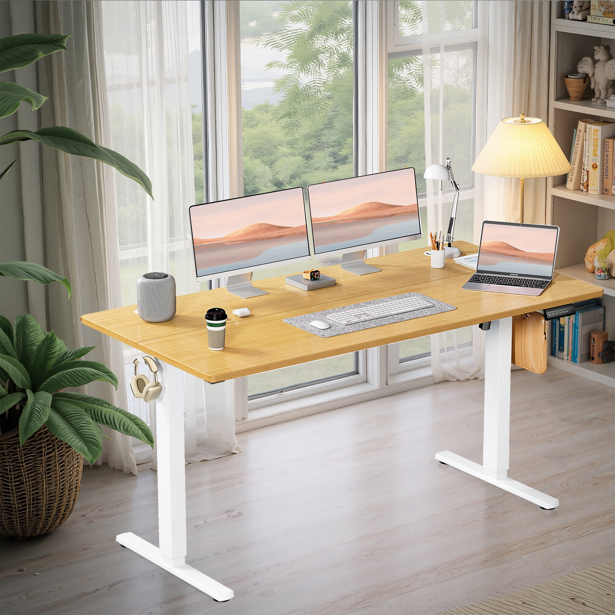 MAYEERTY 63" × 24" Lifting Computer Table Height Adjustable Standing ...