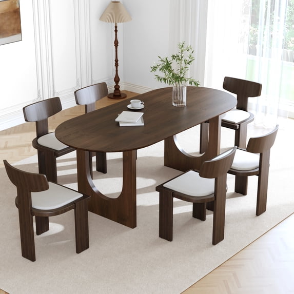 MAYEERTY 67x33.5x30 Modern Oval Dining Table, Contemporary Home Wood ...