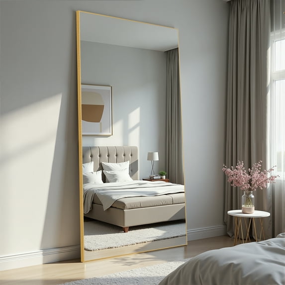 MAYEERTY 71"x32" Gold Full Body Mirror Aluminum Alloy Right Angle ...