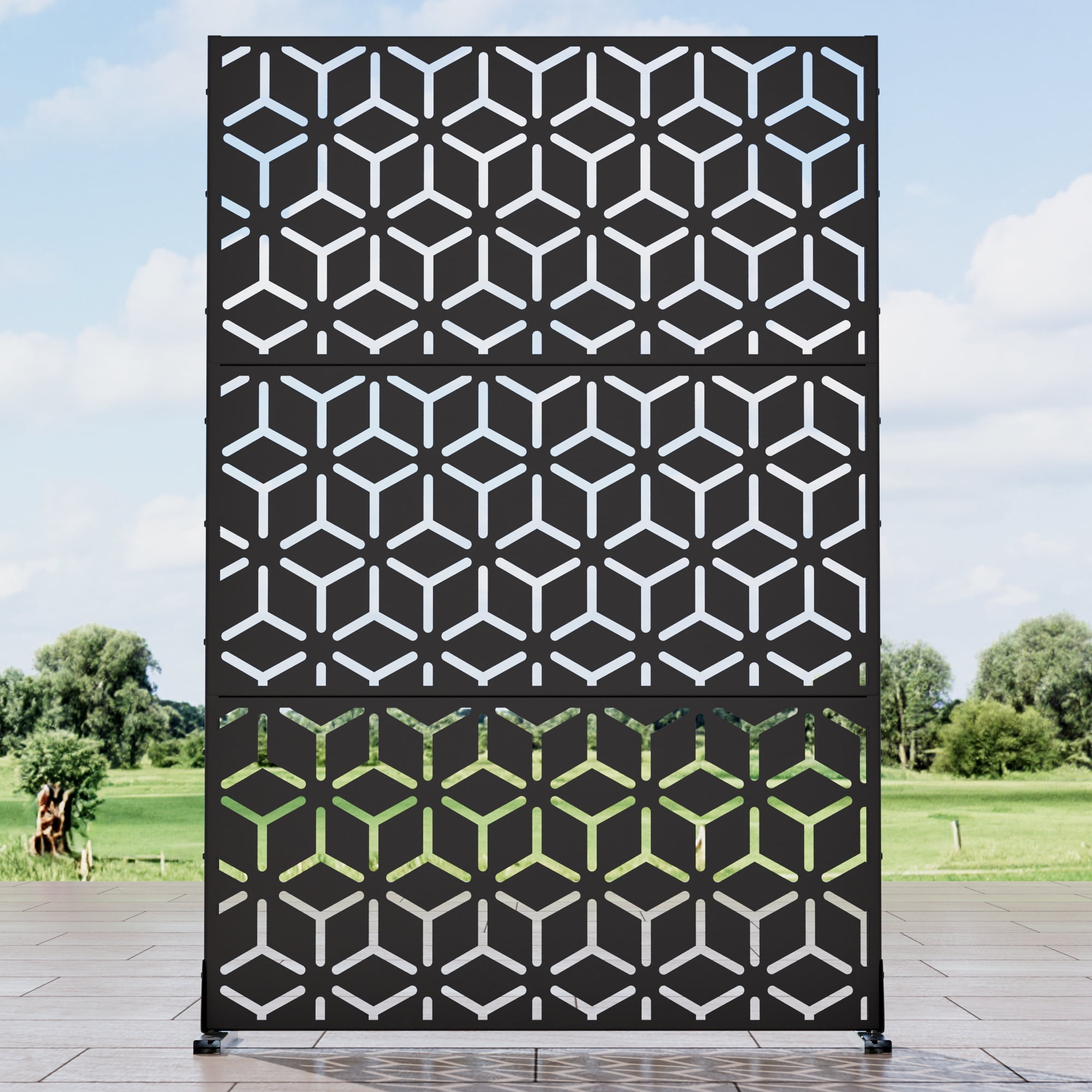 MAYEERTY 72*47" Outdoor Metal Freestanding Privacy Panel Screen with ...