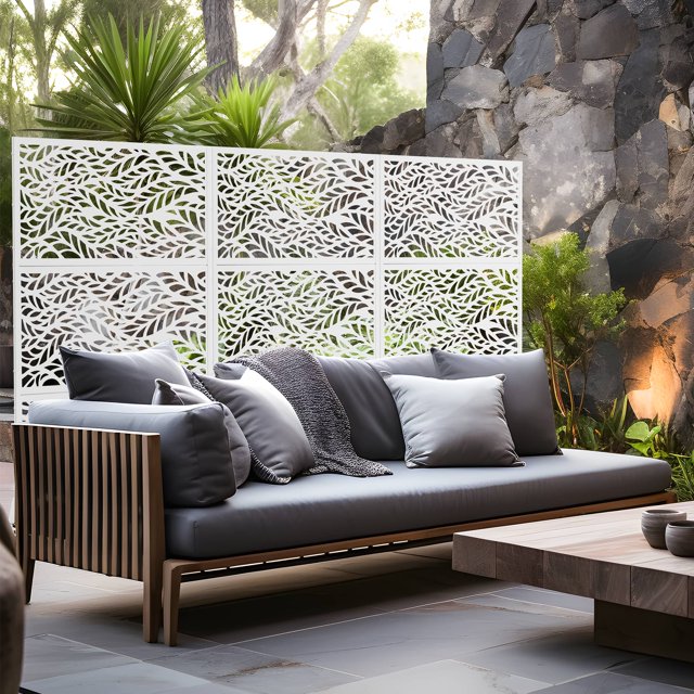 Dovelina 72" × 47" Outdoor Privacy Screen, Metal Decorative Screen ...