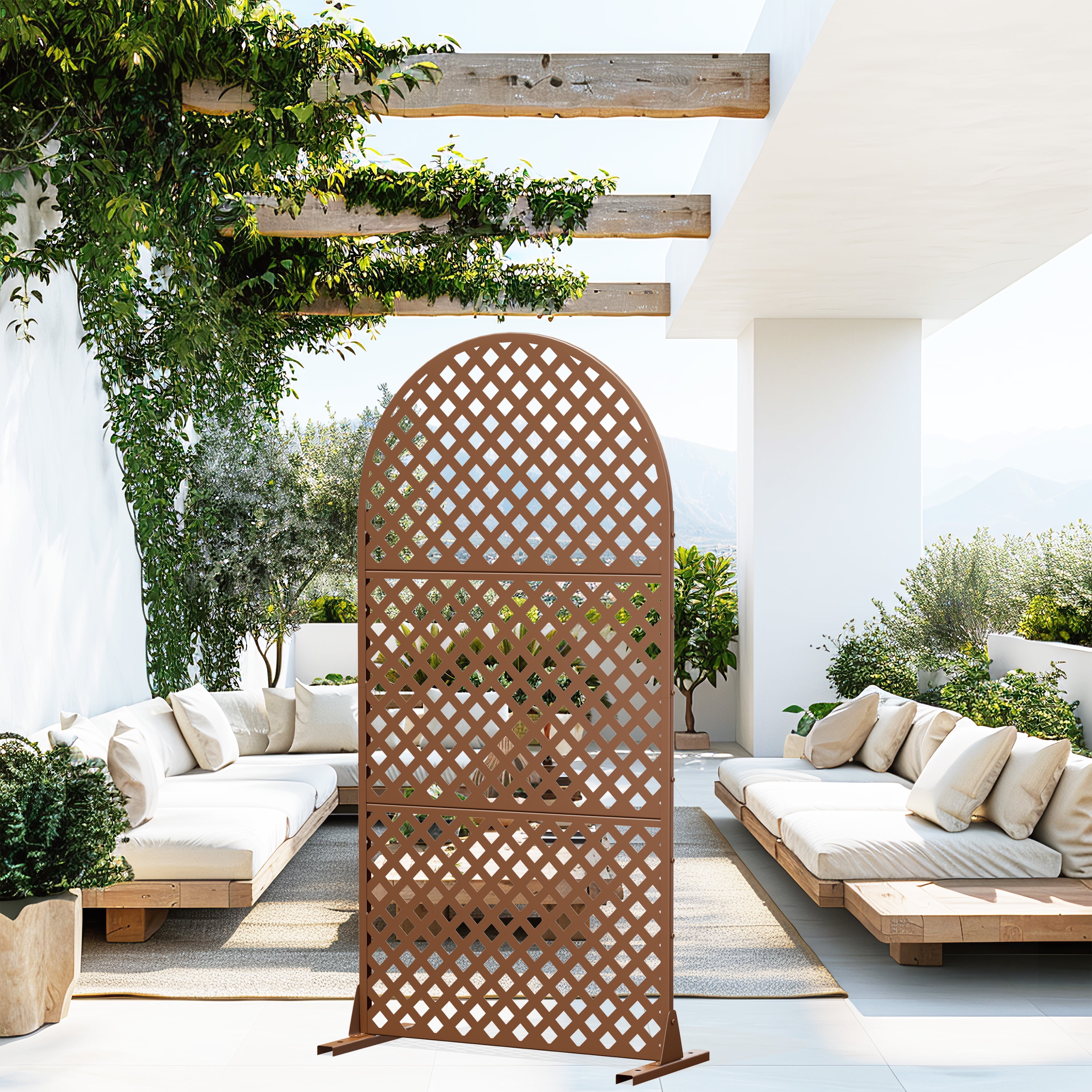 MAYEERTY 72" x 35" Metal Outdoor Privacy Screen Decorative Room ...