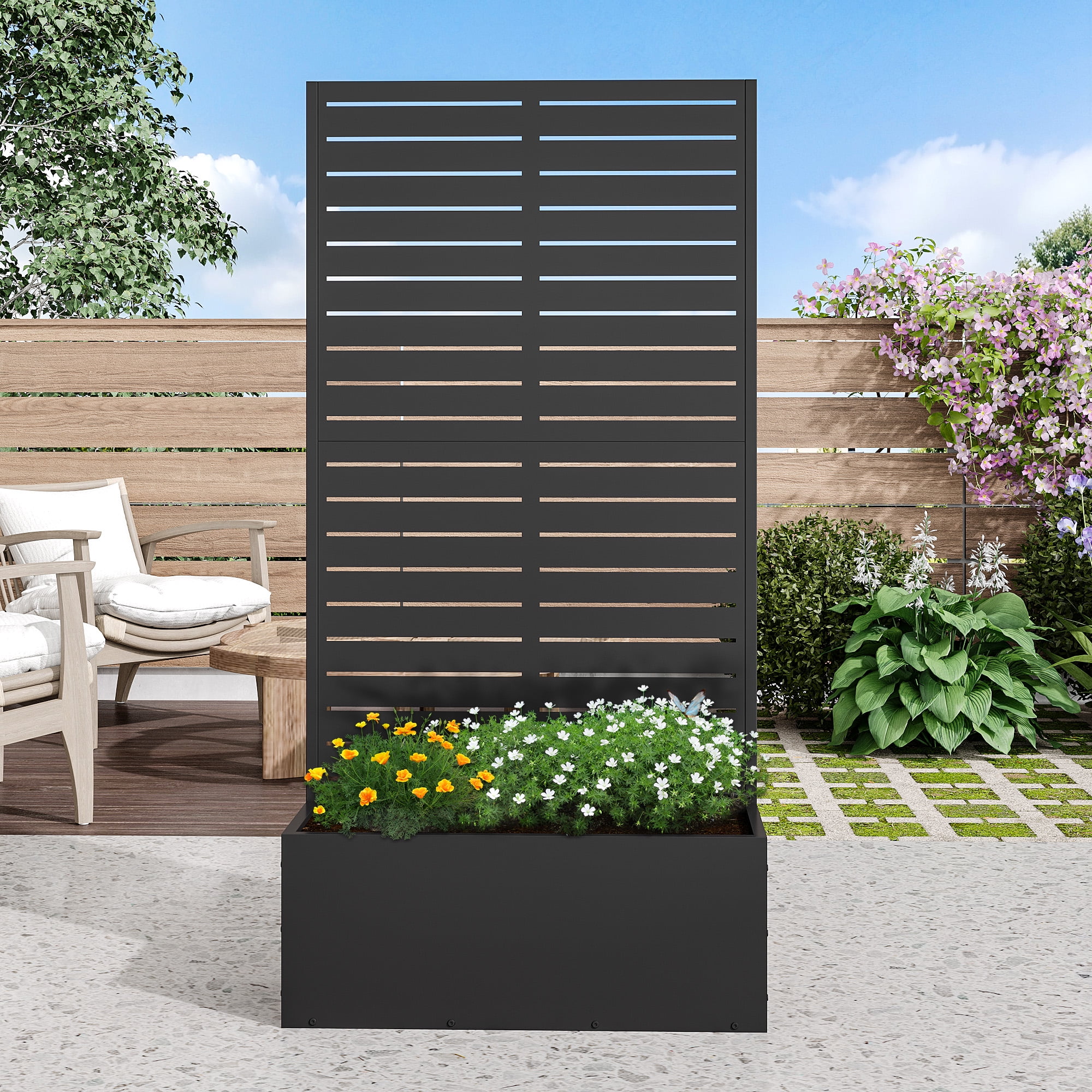 MAYEERTY Outdoor Privacy Screen, Metal Decorative Screen for Garden ...