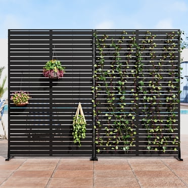 72"x47" Outdoor Privacy Screen with Stand Metal Balcony Decorative ...