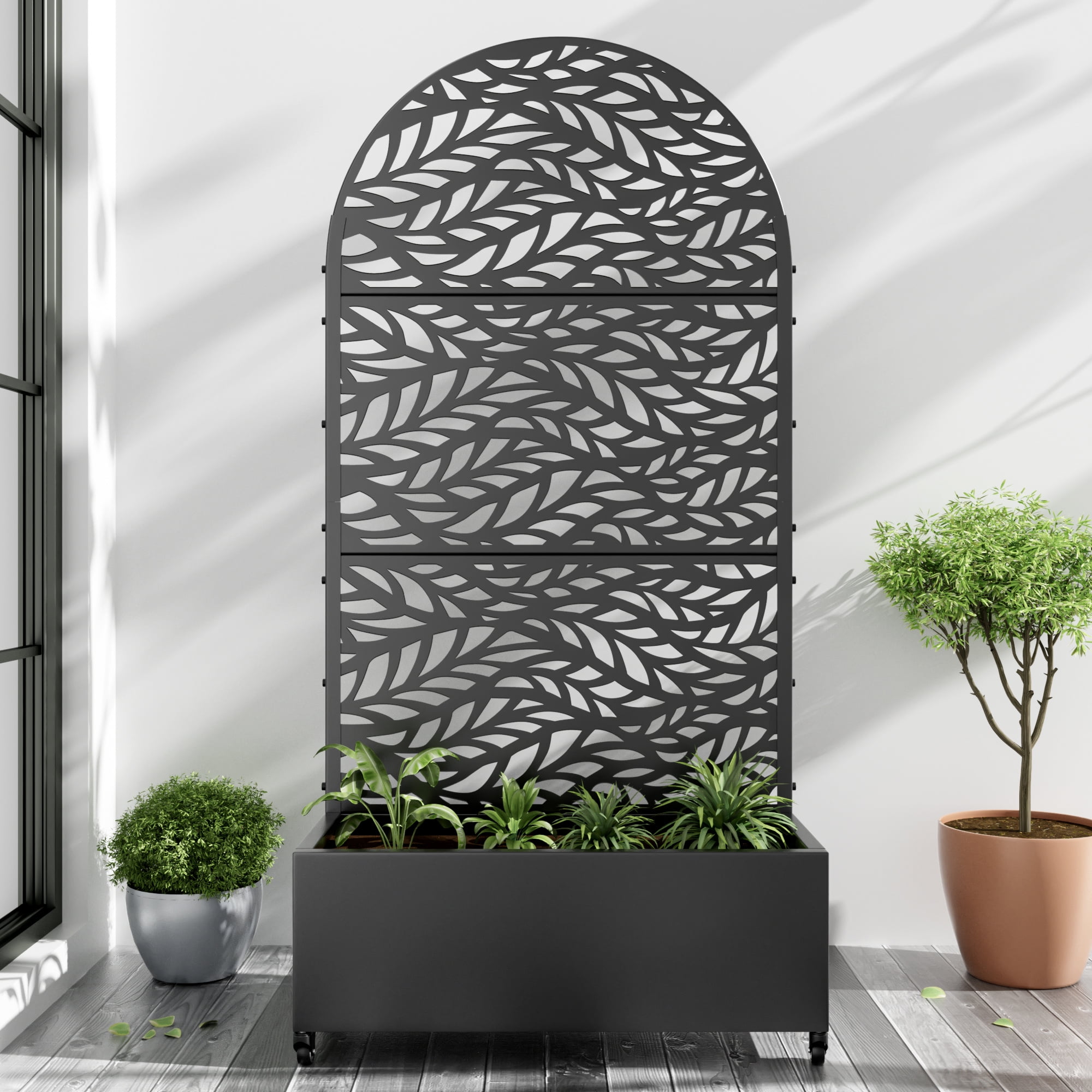 MAYEERTY 72"x35" Metal Arch Planter Box Raised Box with Trellis for ...