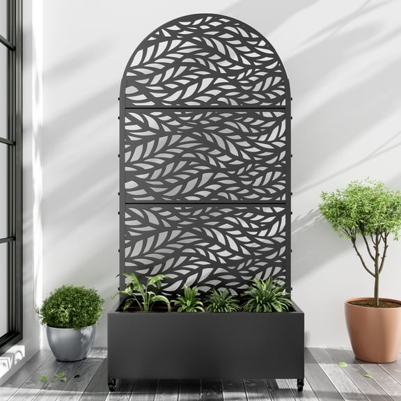 MAYEERTY 72"x35" Metal Black Rectangle Pots and Planter Raised Box with ...