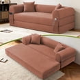 MAYEERTY 80" Pink Corduroy Convertible Sofa Bed, 600lbs Queen Size Fold ...