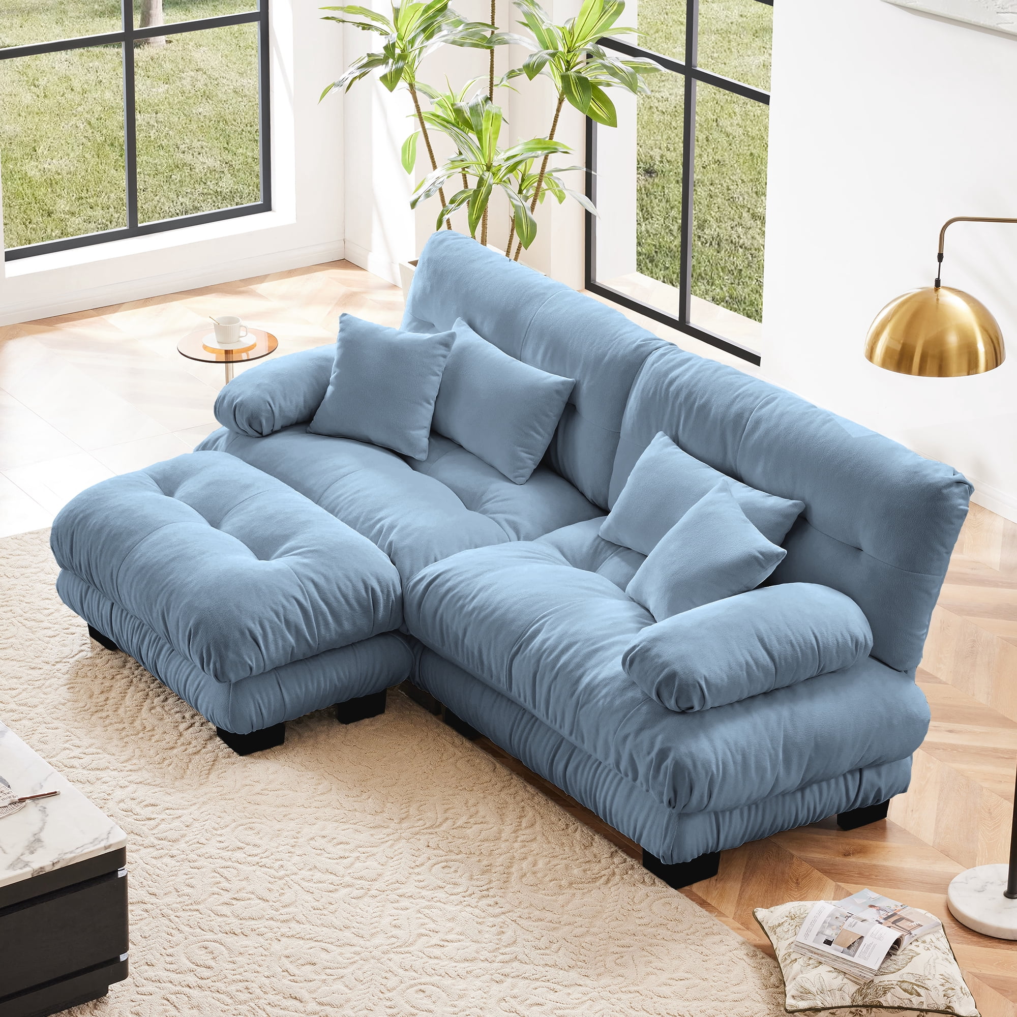 MAYEERTY 99.4in Cloud Sectional Sofa Couch for Living Room, Chenille 2 ...