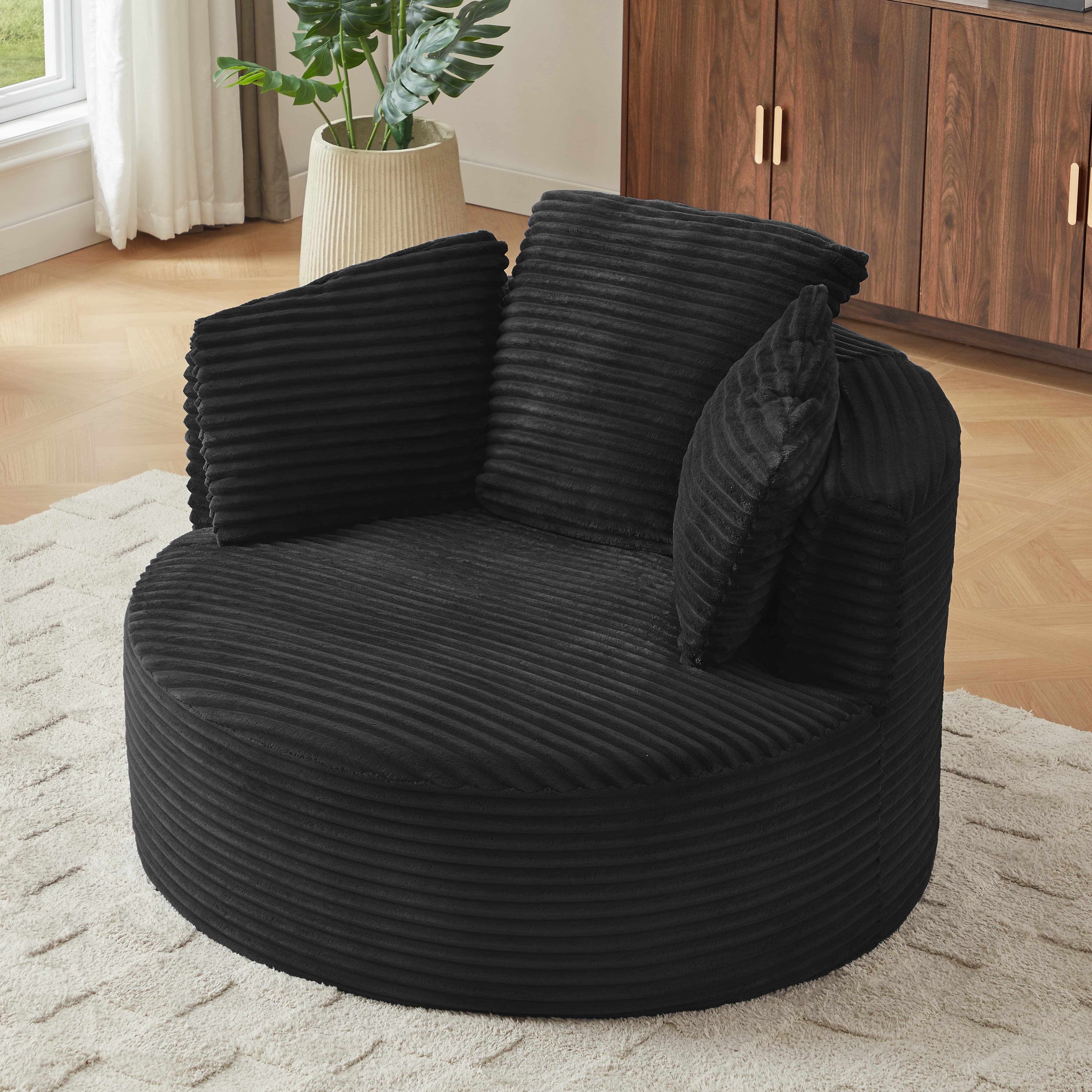 MAYEERTY Compressible Corduroy Round Lounge Sofa, Modern Couch with ...