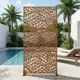 MAYEERTY Brown Rectangular Galvanized Metal Privacy Screen, Outdoor ...