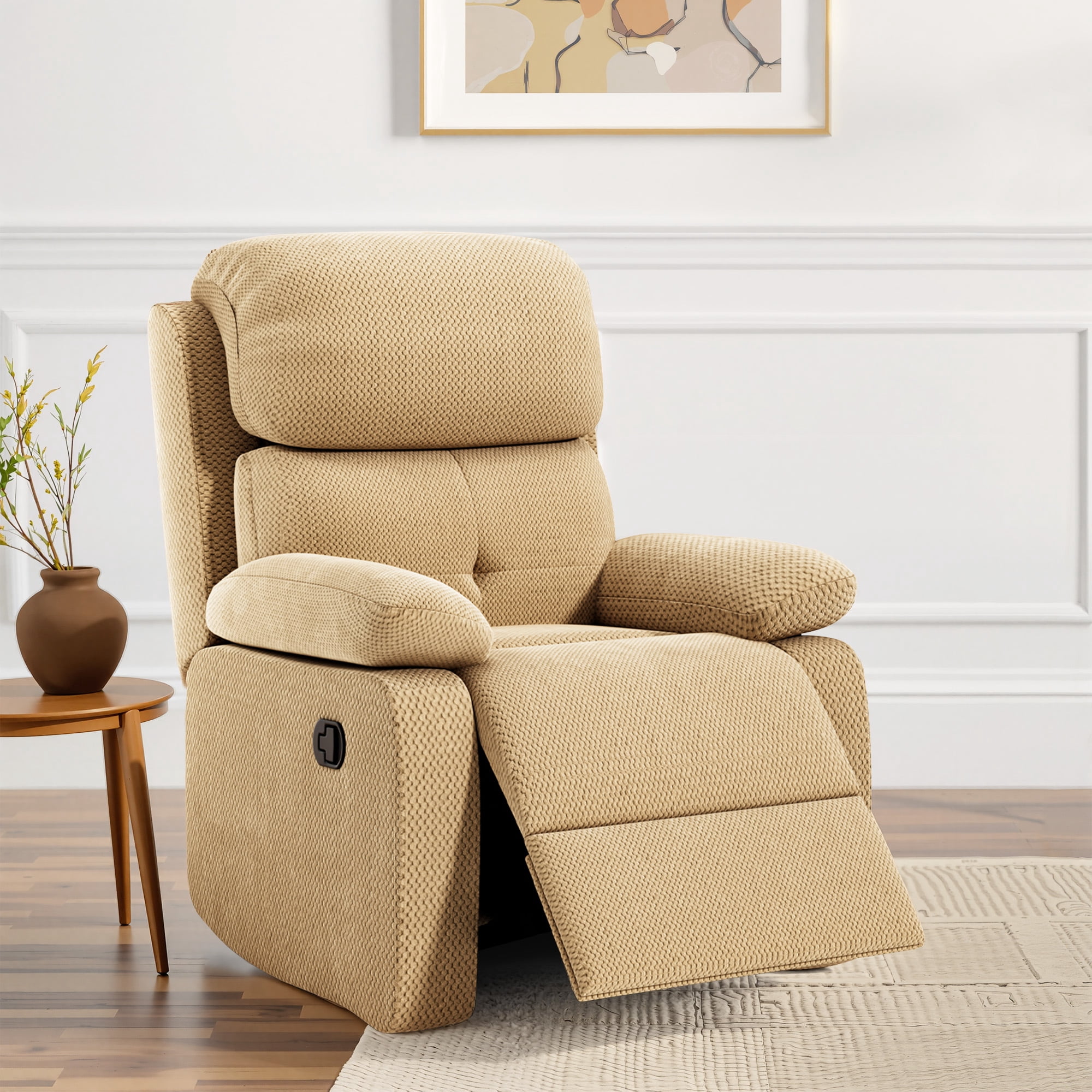 MAYEERTY Camle Small Manual Recliner Sofa for Adults, Velvet, Space ...
