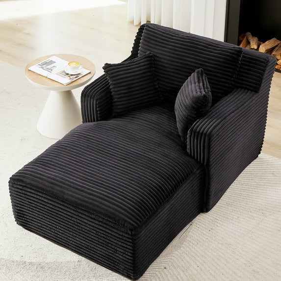 MAYEERTY Corduroy Single Chaise Lounge Sofa, Modern Comfy Sleeper Couch ...