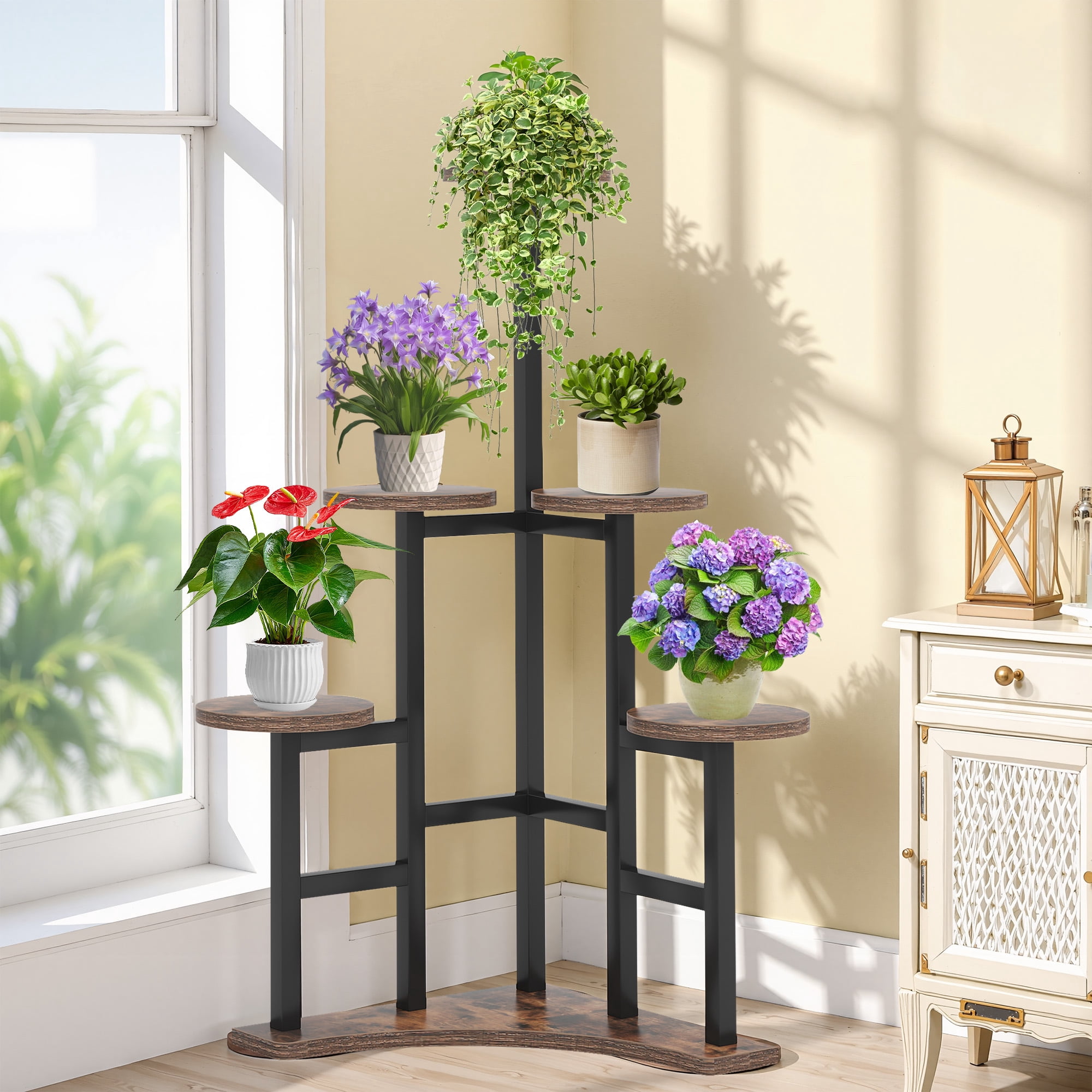 MAYEERTY 6-Tier Plant Stand High-Low Design Ample Sunlight for Plants ...
