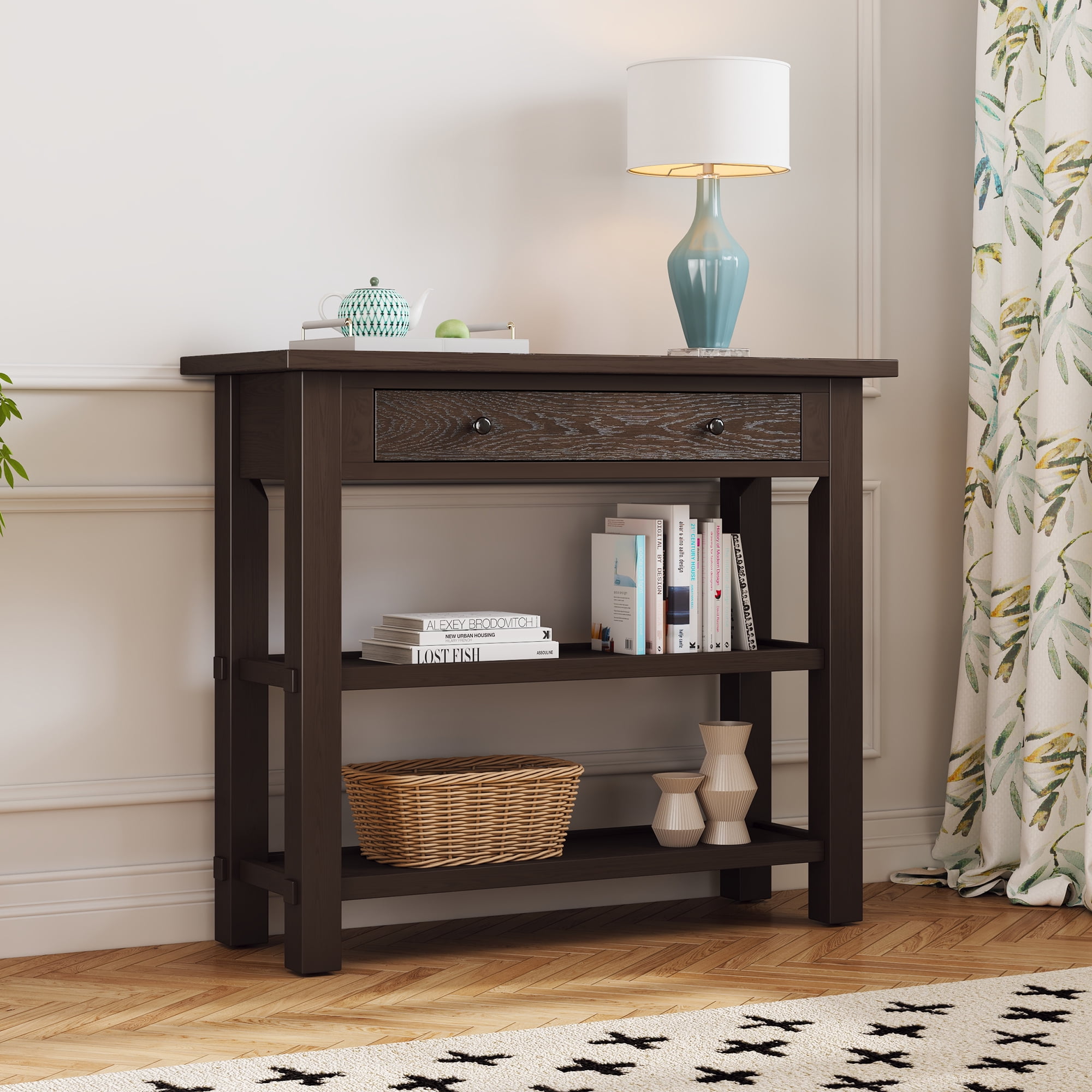 MAYEERTY Entryway Table with Storage, Retro Console Table with Drawer ...