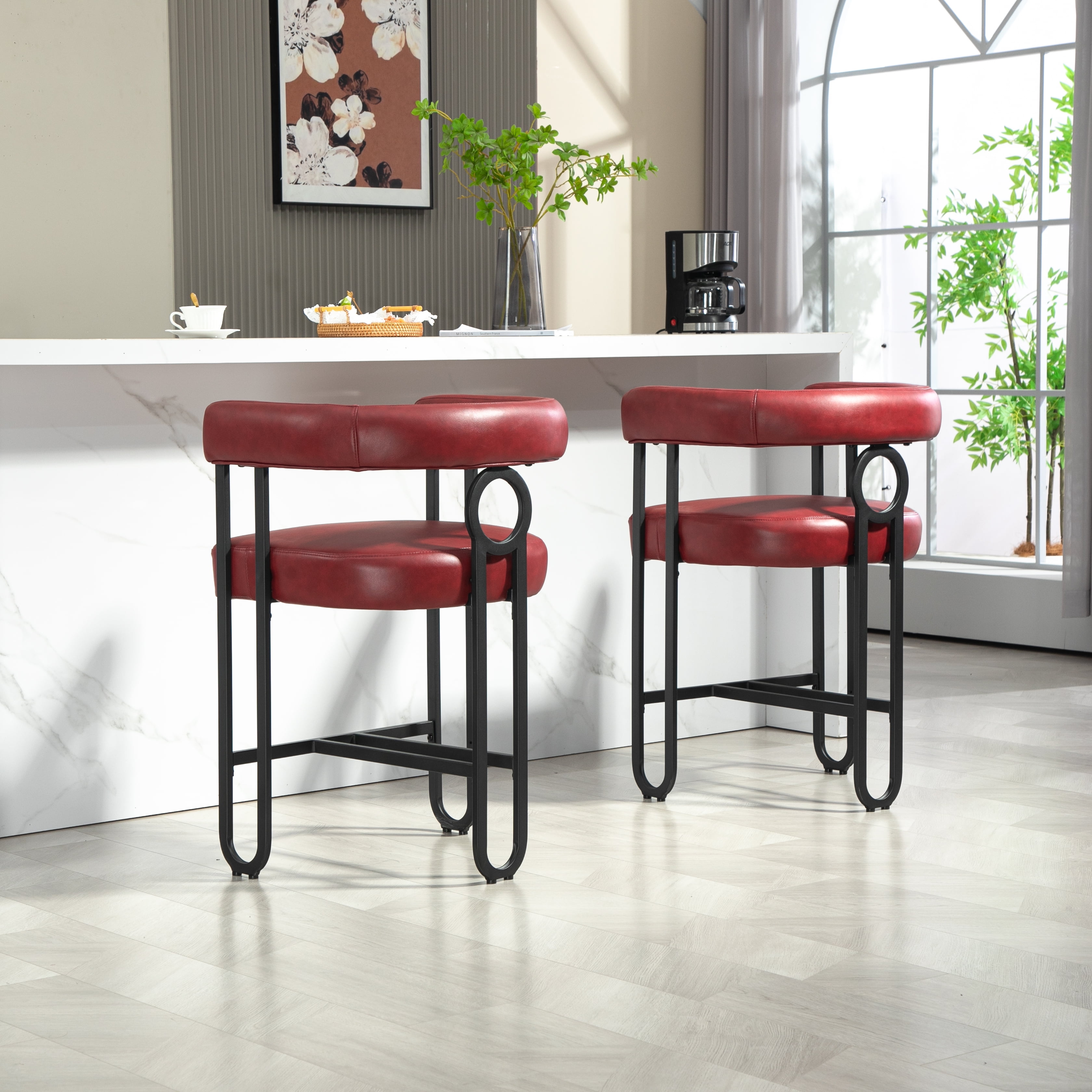 MAYEERTY House Hold Bar Stools Set of 2, Modern Bar Stool with Back ...