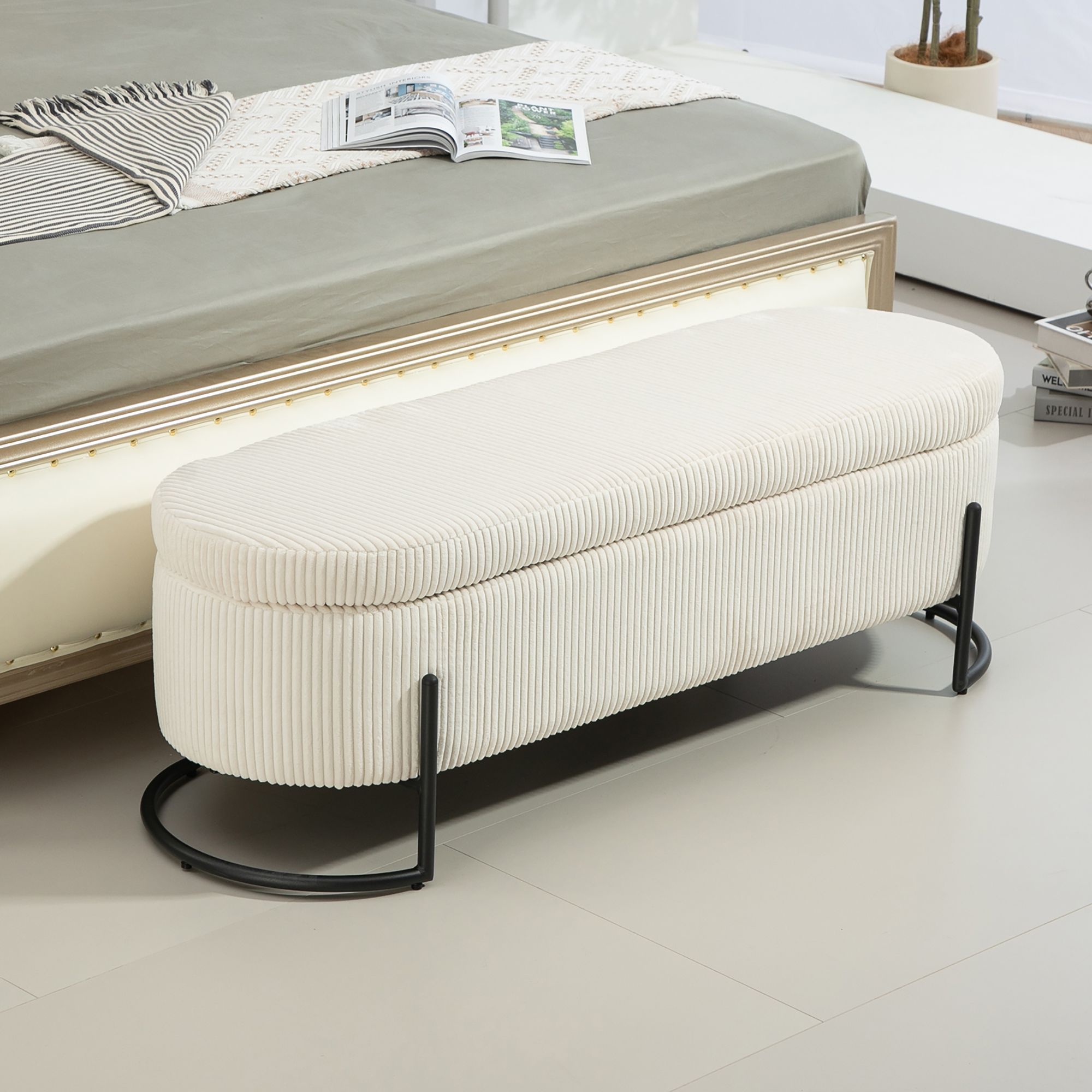 MAYEERTY House Hold Storage Ottoman,Bedroom End Bench,Upholstered ...