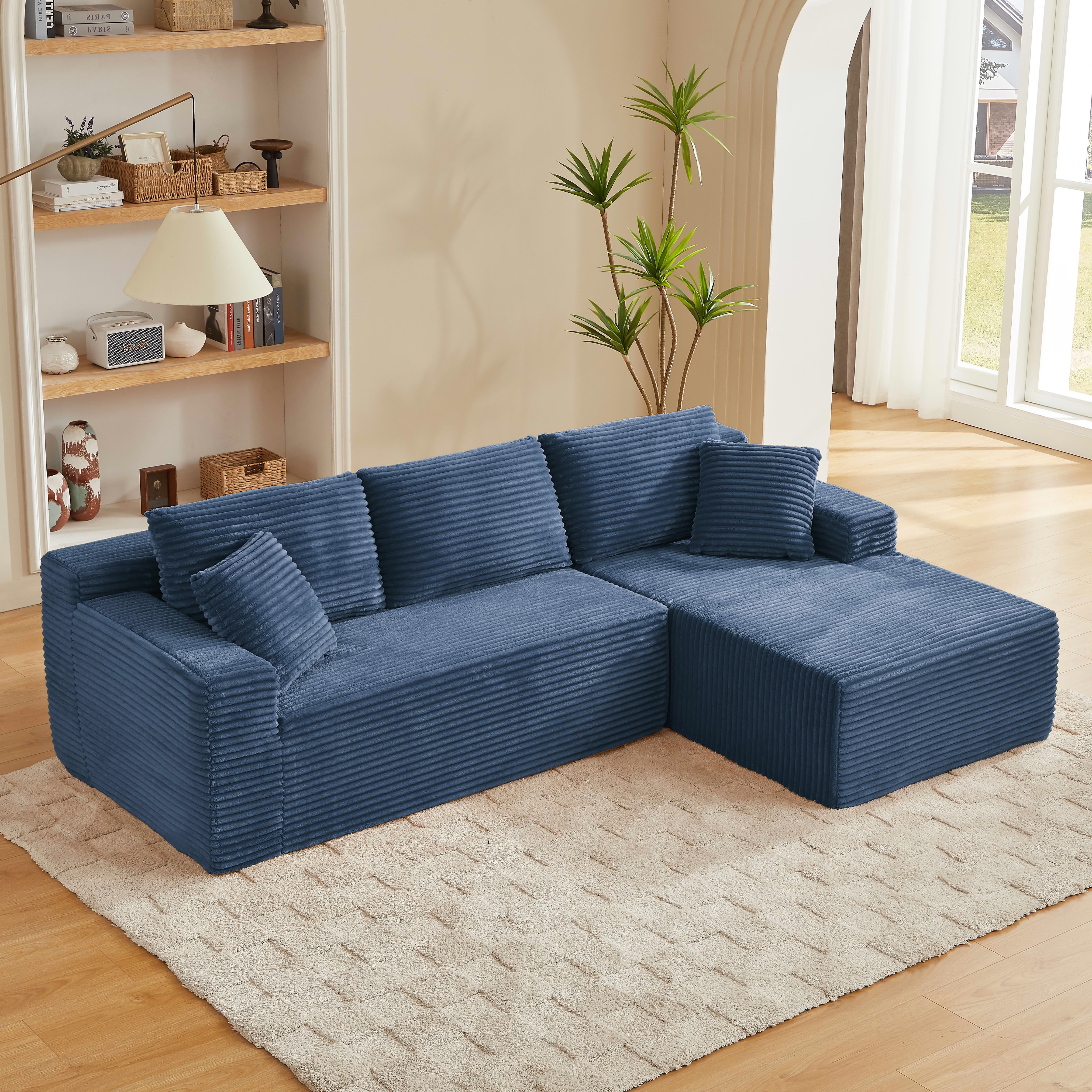 MAYEERTY L-Shaped Cloud Sectional Sofa, Deep Seat Plush Sleeper Couch for Living Room ...