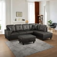 MAYEERTY L-Shaped Sectional Sofa Set, Flannel Modular Couch with ...