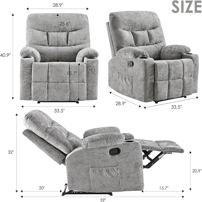 MAYEERTY Limstone Oversized Recliner Chair for Living Room, Spacious ...