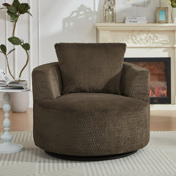MAYEERTY Mnimalist Round Swivel Sofa Chair, Modern & Comfy Compressible ...