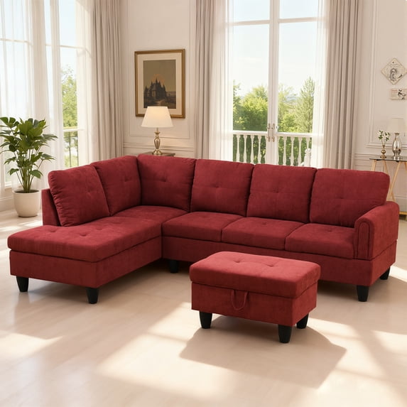 MAYEERTY Modern Adult 3-Piece Couch Living Room Sofa Set，Red - Walmart.com