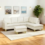 MAYEERTY Modern Adult 3-Piece Couch Living Room Sofa Set，White ...
