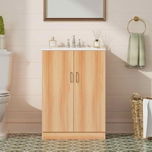 MAYEERTY Modern Bathroom Vanity Ceramic Basin Independent Storage ...