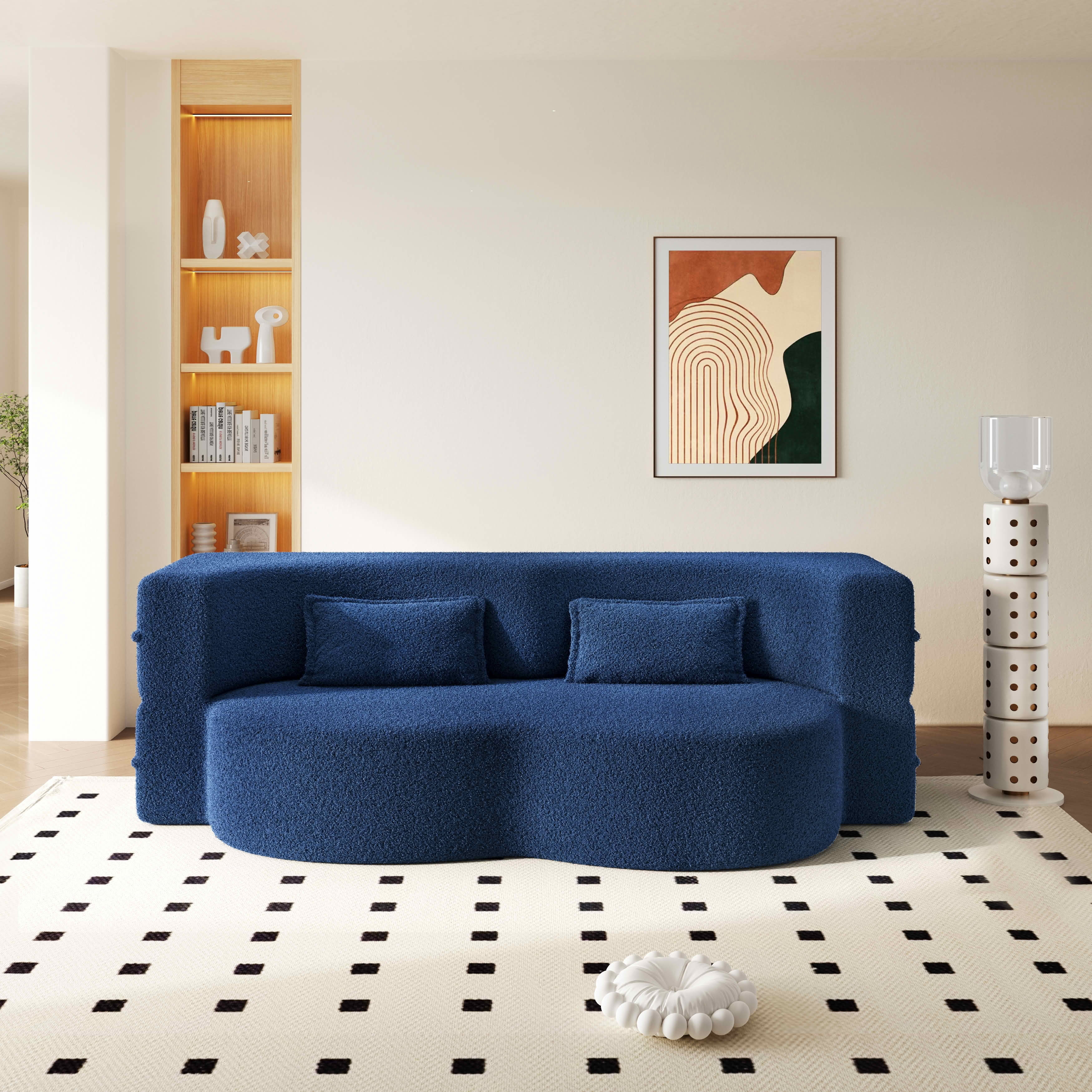 MAYEERTY Modern Convertible Floor Sofa Bed with 2 Pillows, 15" Twin ...