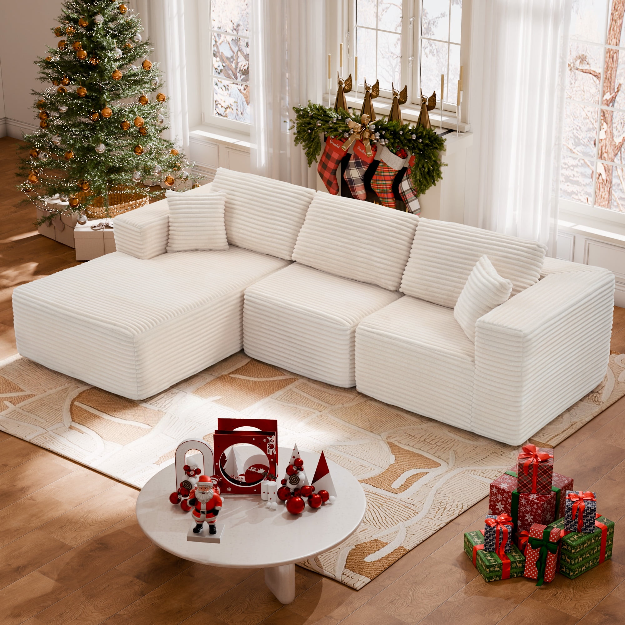 MAYEERTY Modern Corduroy Modular Sectional Sofa - Boneless Couch for ...