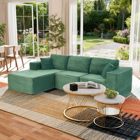 MAYEERTY Modern Corduroy Modular Sectional Sofa - Boneless Couch for ...
