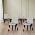 MAYEERTY Modern Dining Chair Set of 4, Floral Grey PU Leather Seats ...