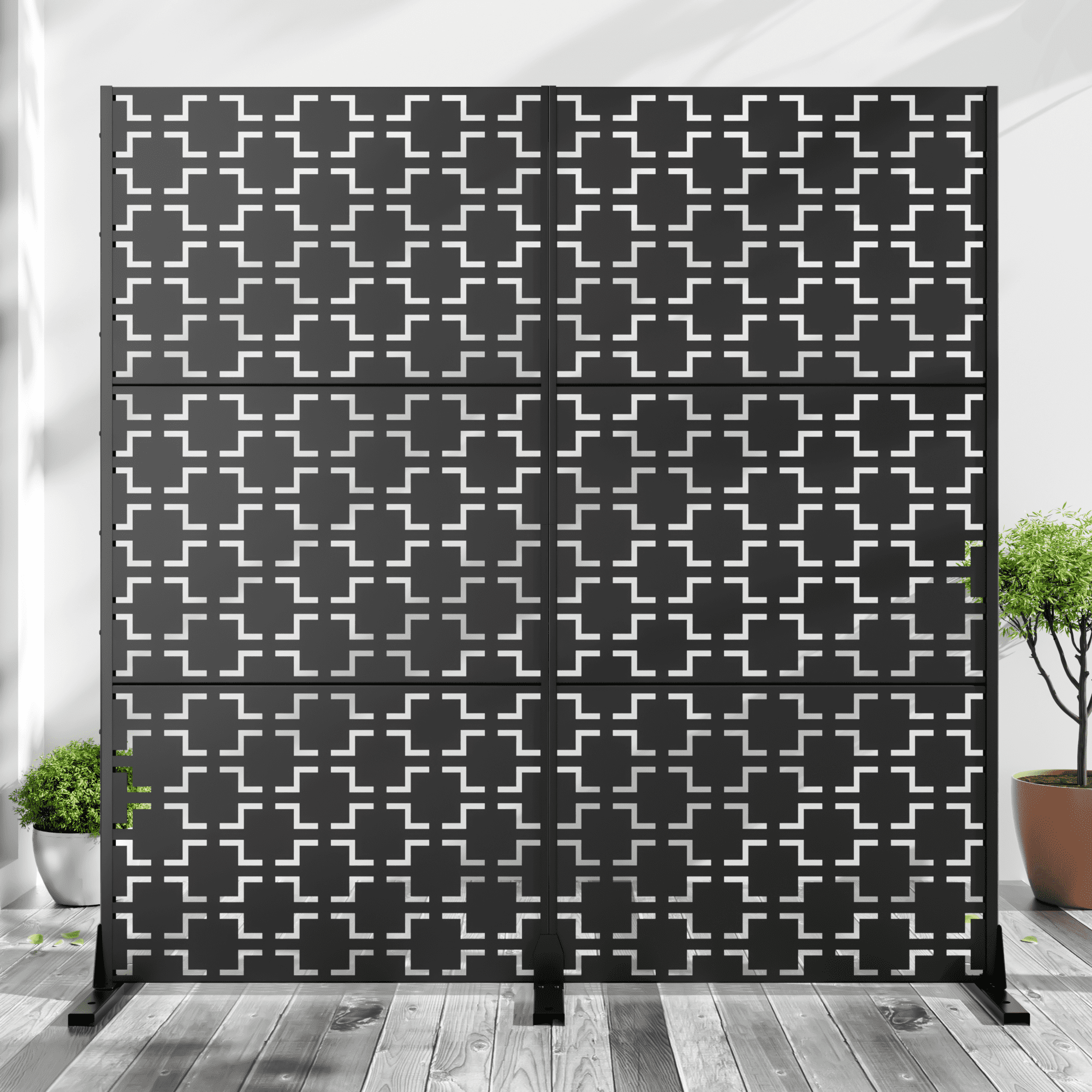 MAYEERTY Modern Galvanized Steel Room Divider, Foldable Privacy Screen ...
