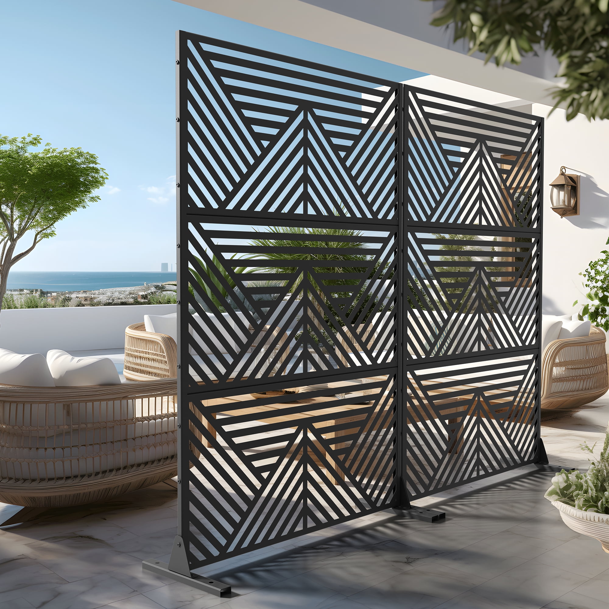 MAYEERTY Modern Galvanized Steel Room Divider, Foldable Privacy Screen ...