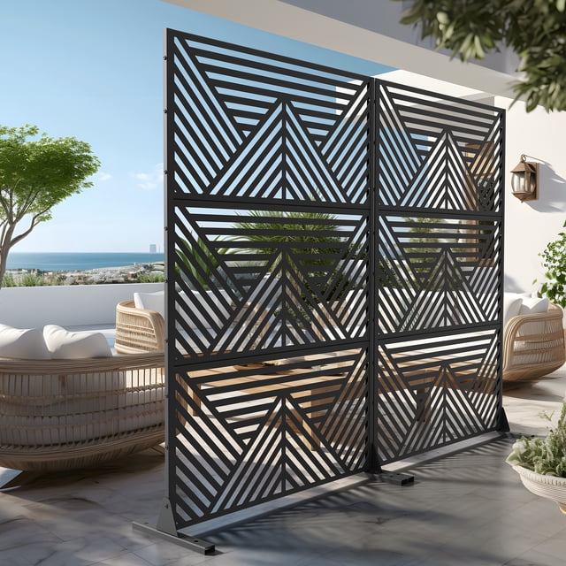 MAYEERTY Modern Galvanized Steel Room Divider, Foldable Privacy Screen ...