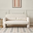 MAYEERTY Modern Lamb Fabric Loveseat Sofa Solid Wood Frame Toss Pillow ...