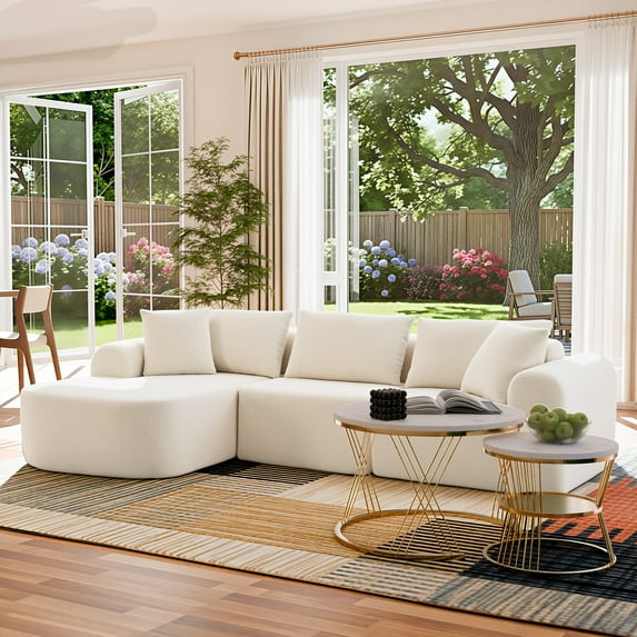 MAYEERTY Modern Lamb Fleece Modular Sectional Sofa - Boneless Couch for ...