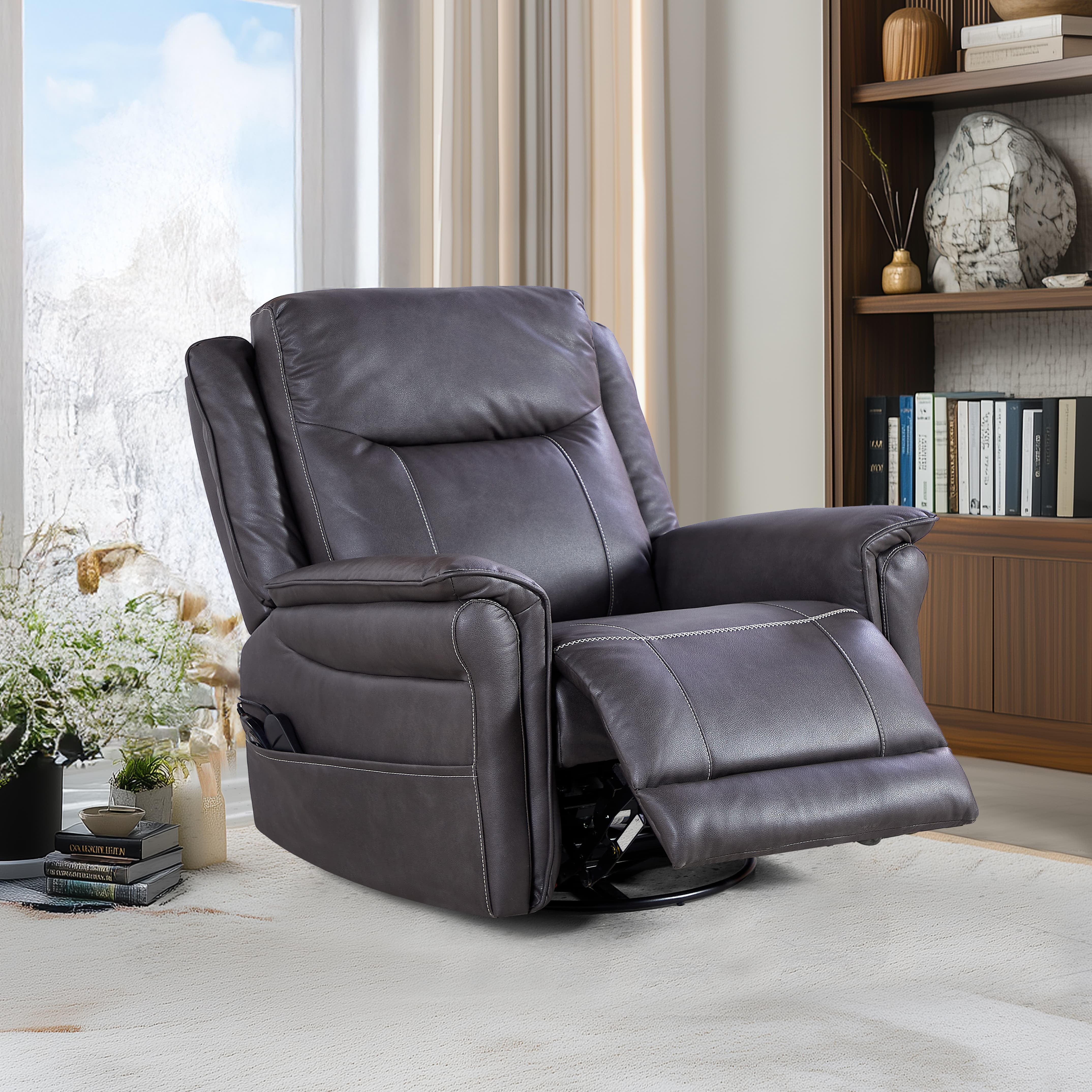 MAYEERTY Motor 240°Swivel Rocker Recliner Chair with Massage & Heat ...
