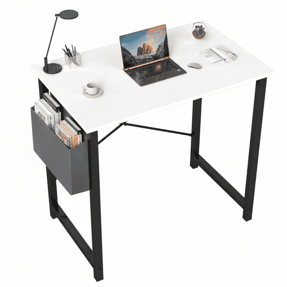 MAYEERTY Office Computer Desk, Fabric Storage Bag, Sturdy Steel Frame ...